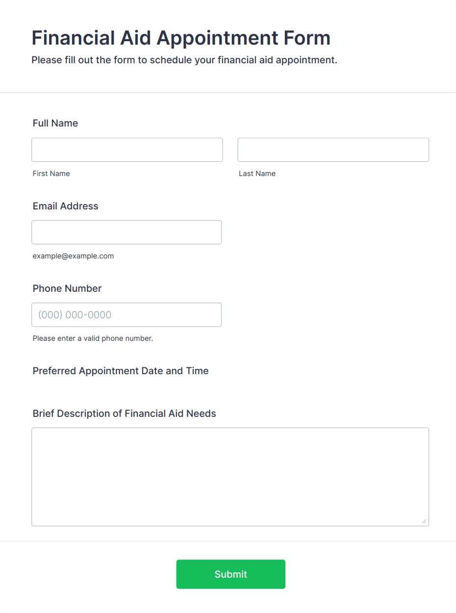 Financial Aid Appointment Form Template | Jotform