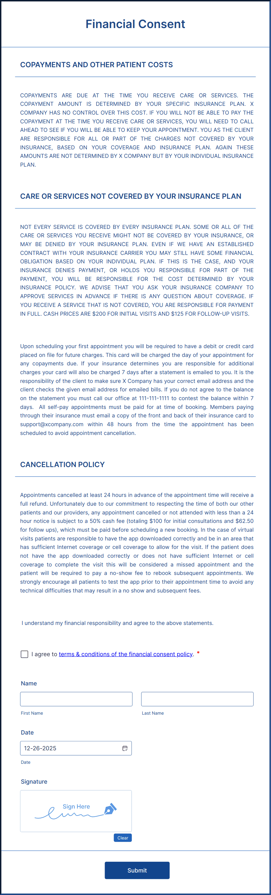 Financial Consent Form Template | Jotform