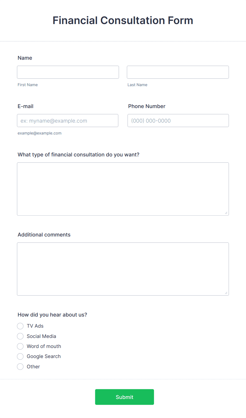 Financial Consultation Form Template | Jotform