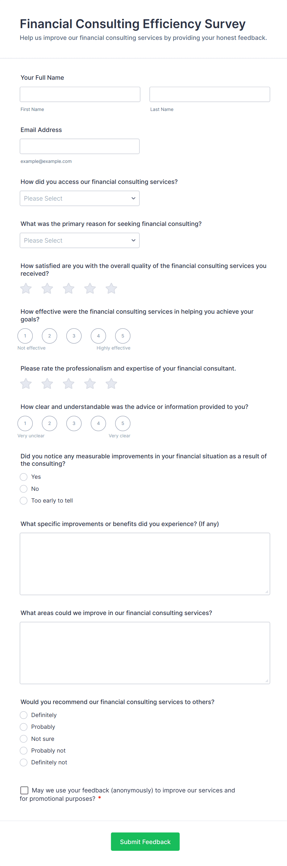 Financial Consulting Efficiency Survey Form Template | Jotform