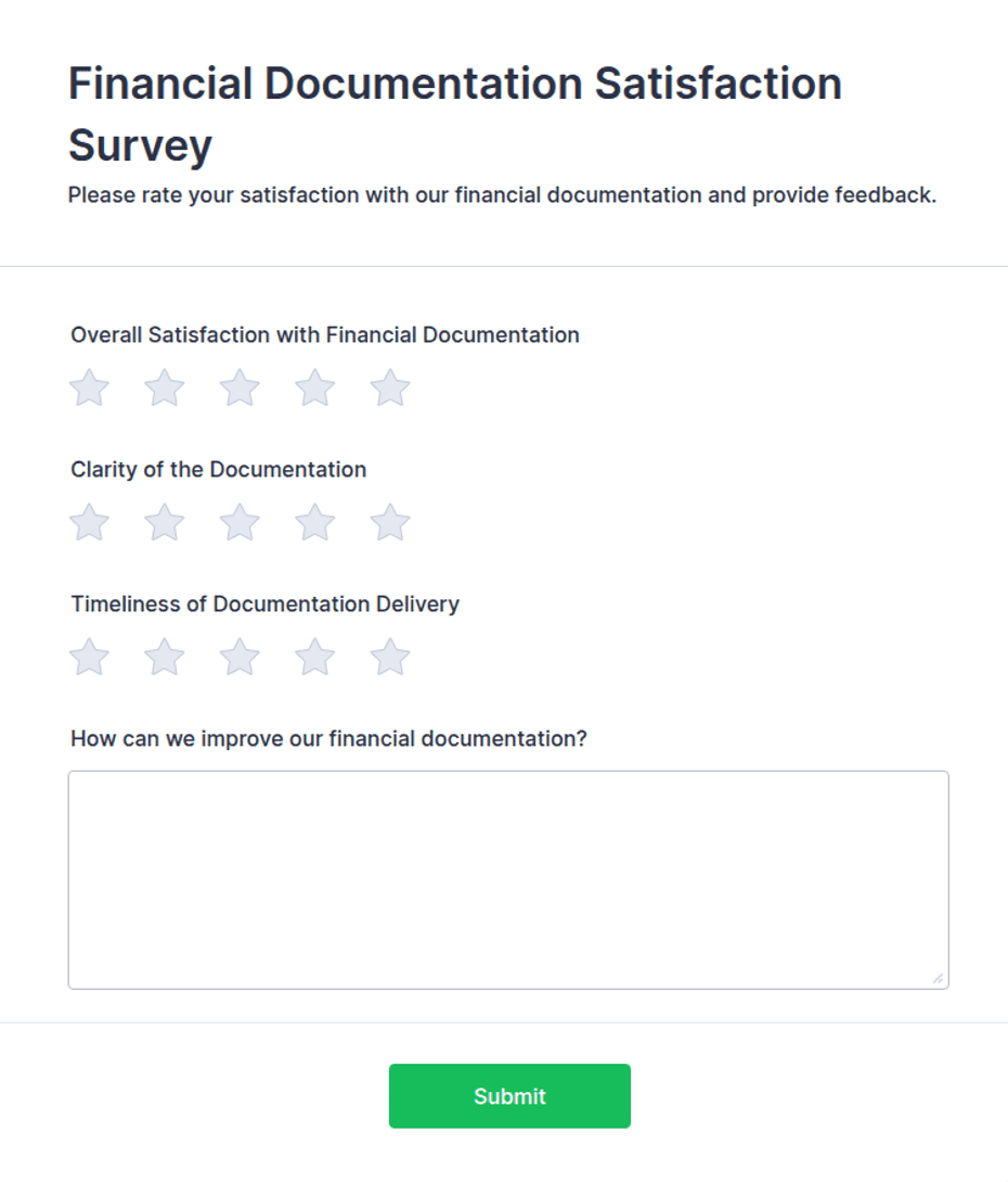 Financial Documentation Satisfaction Survey Form Template | Jotform