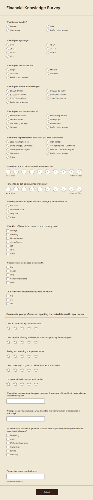 Financial Knowledge Survey Form Template | Jotform