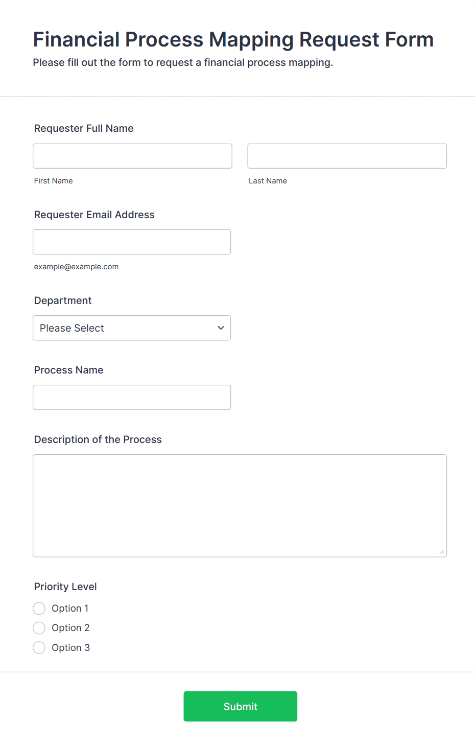 Financial Process Mapping Request Form Template | Jotform