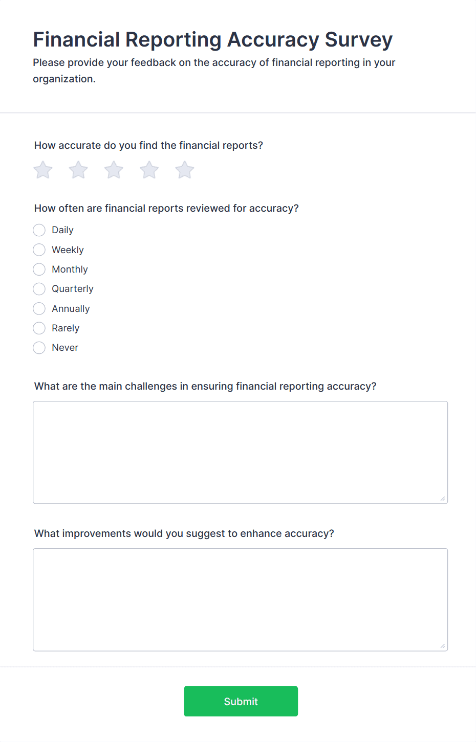 Financial Reporting Accuracy Survey Form Template | Jotform
