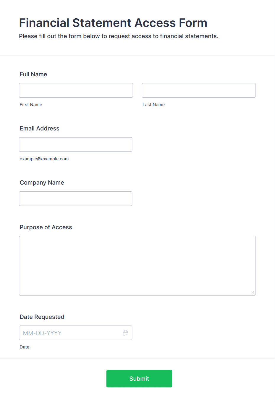 Financial Statement Access Form Template | Jotform