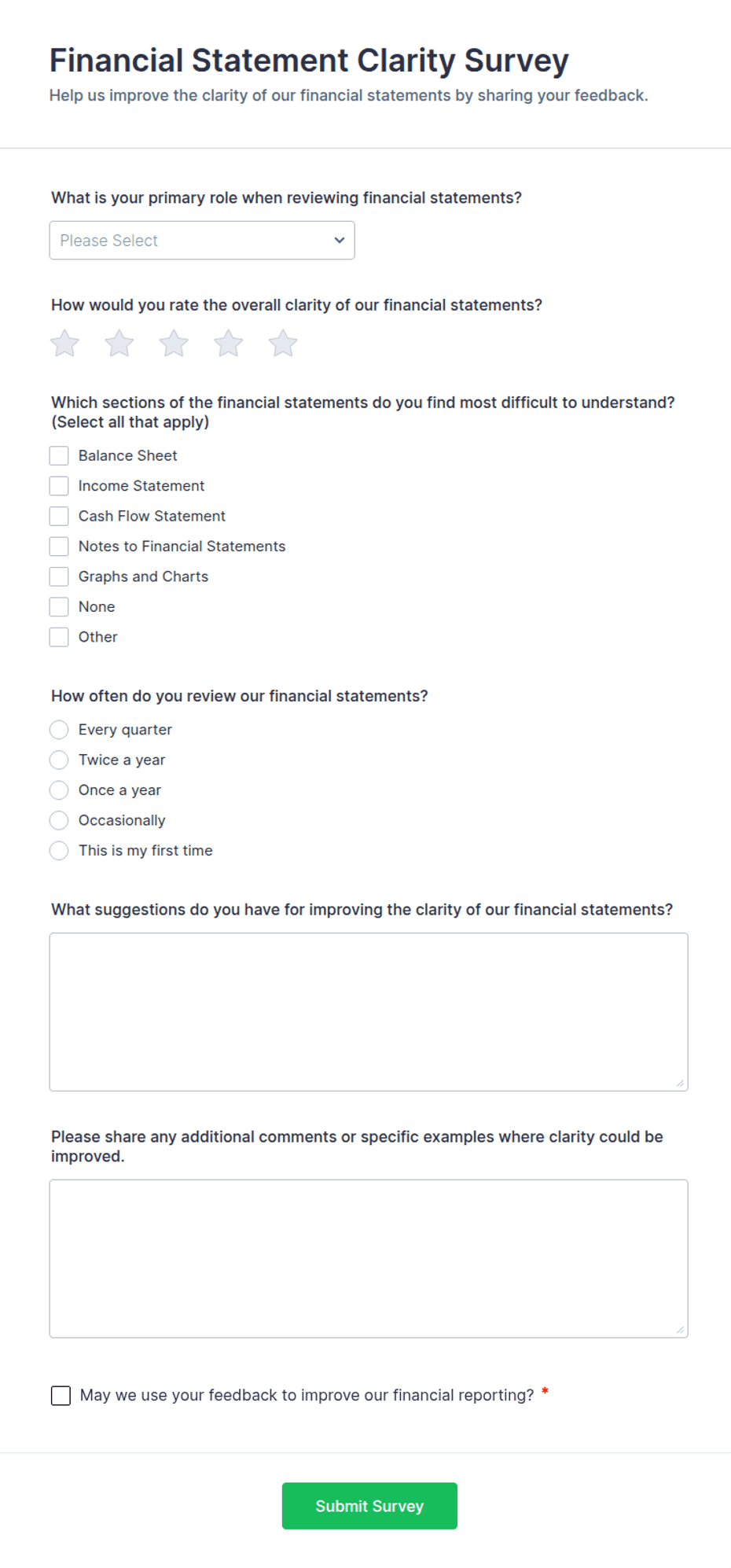 Financial Statement Clarity Survey Form Template | Jotform
