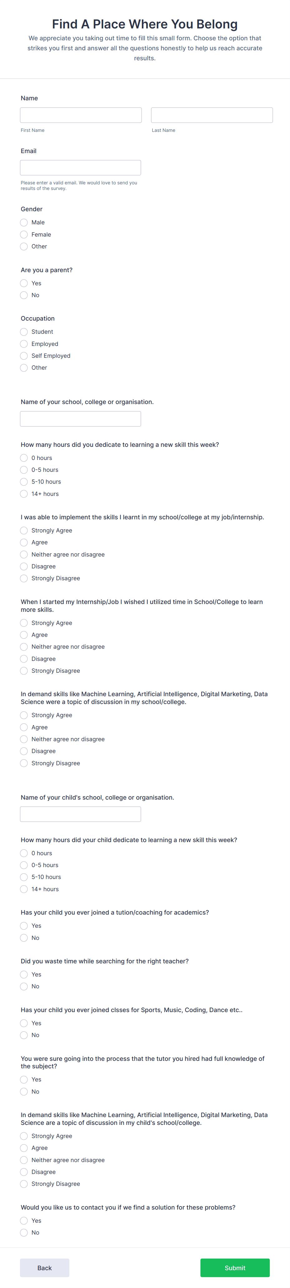 Find A Place Where You Belong Form Template | Jotform
