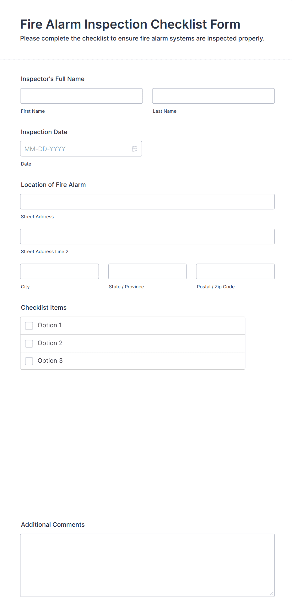 Fire Alarm Inspection Checklist Form Template | Jotform