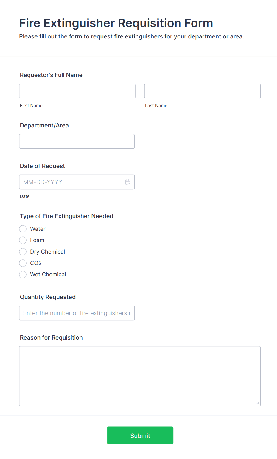 Fire Extinguisher Requisition Form Template | Jotform