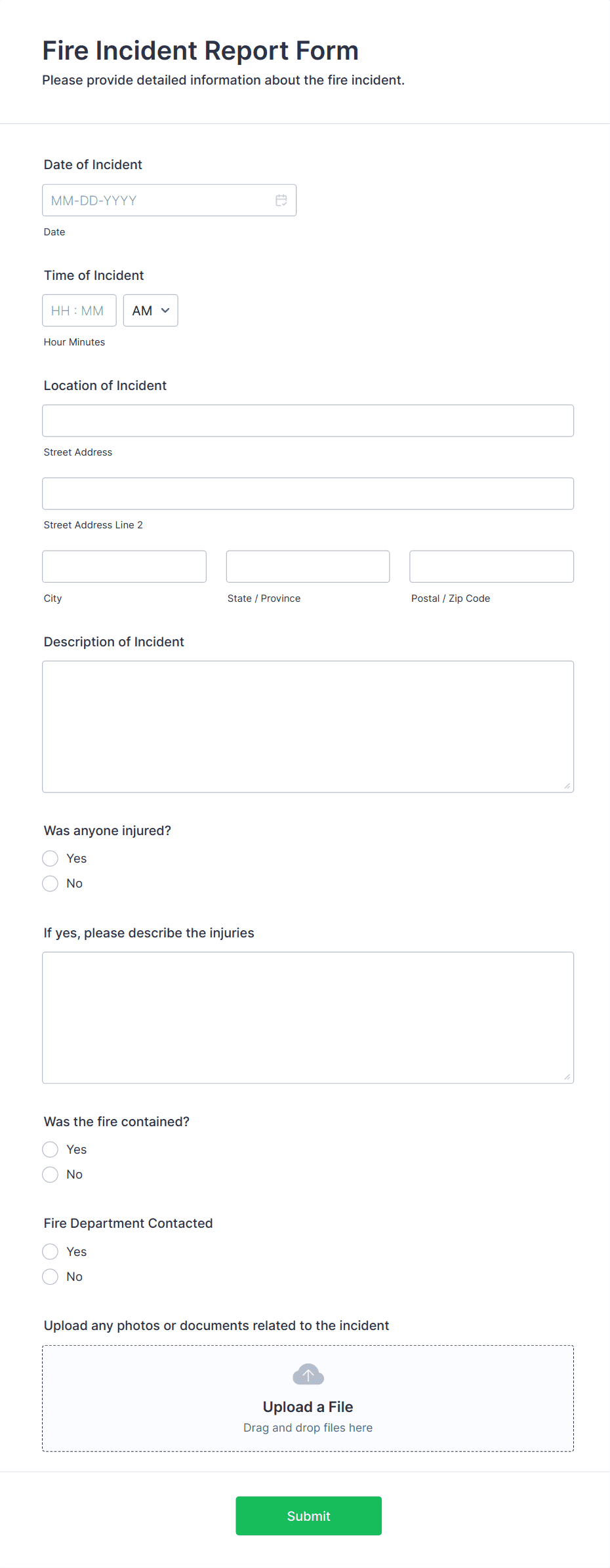Fire Incident Report Form Template | Jotform