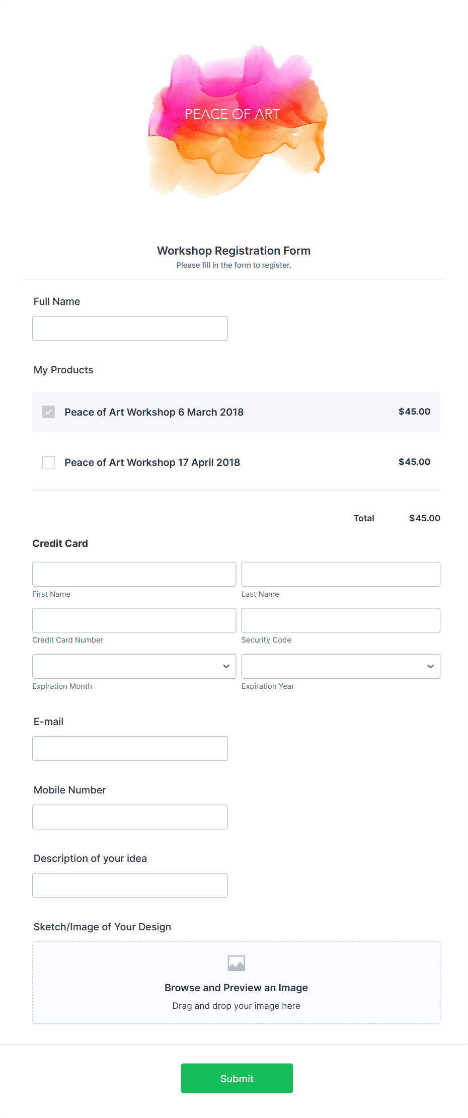 First Data Workshop Registration Form Template | Jotform
