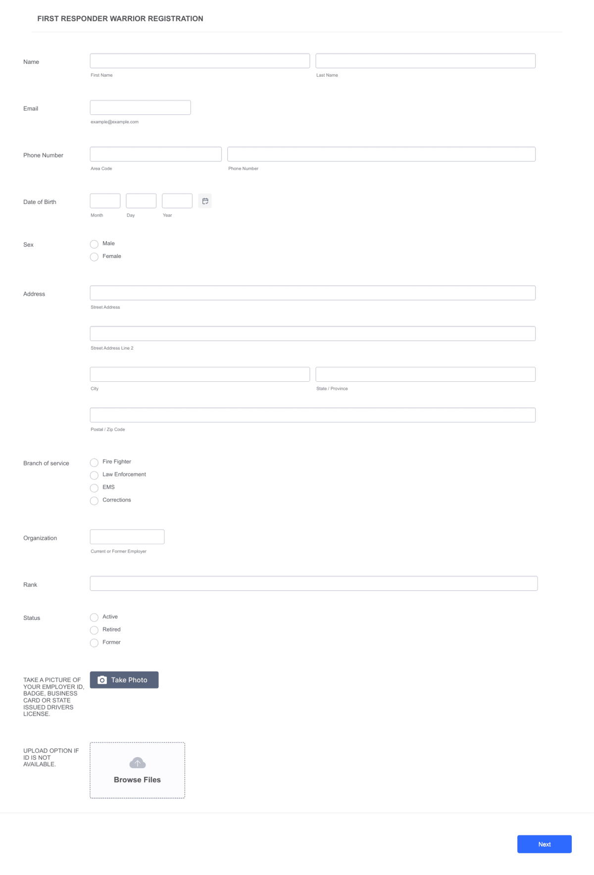 First Responder Warrior Registration Form Template | Jotform