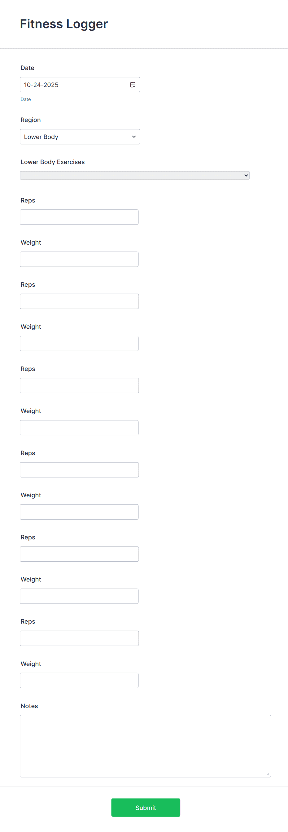 Fitness Logger Form Template | Jotform
