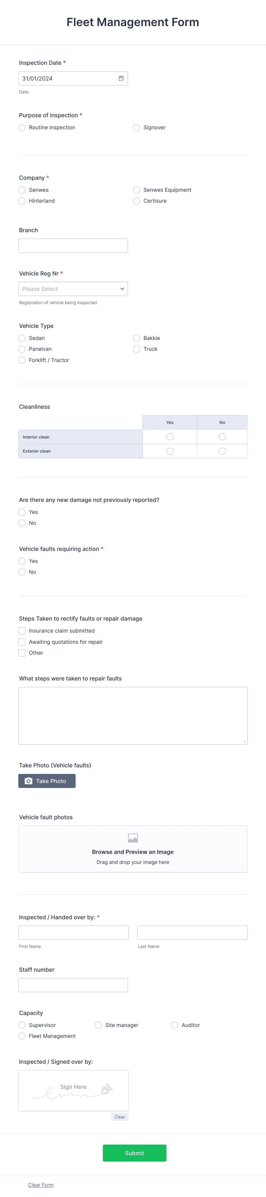 Fleet Management Form Template | Jotform