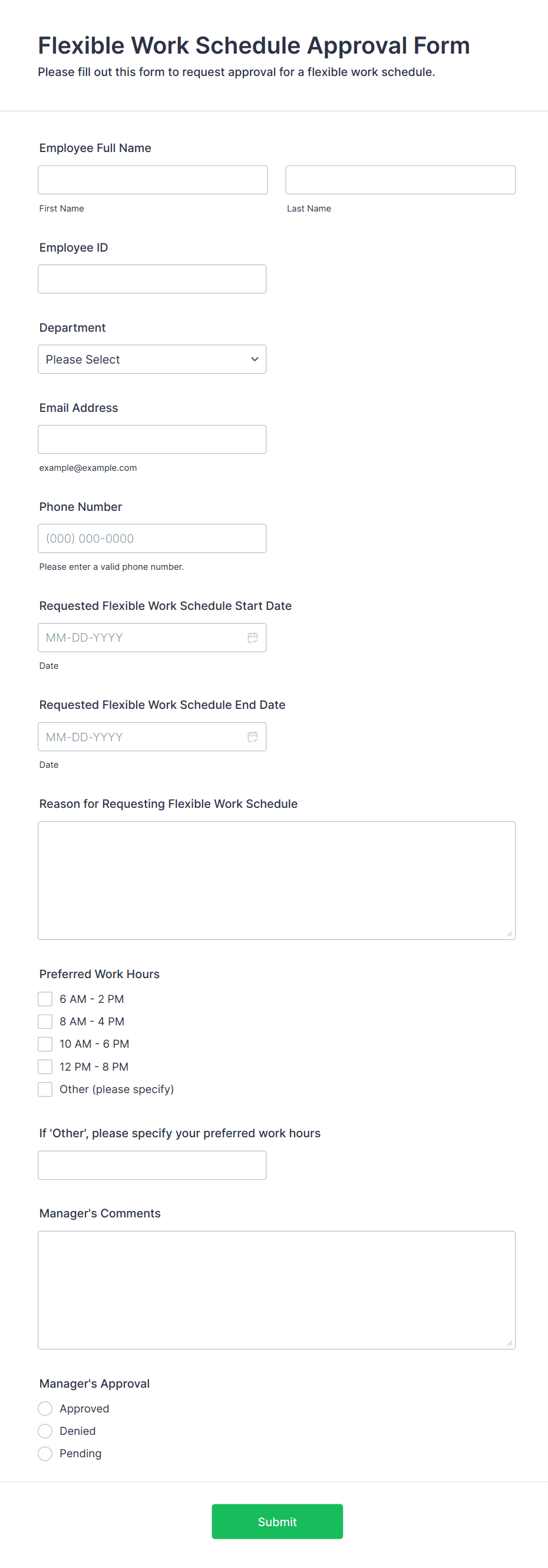 Flexible Work Schedule Approval Form Template | Jotform