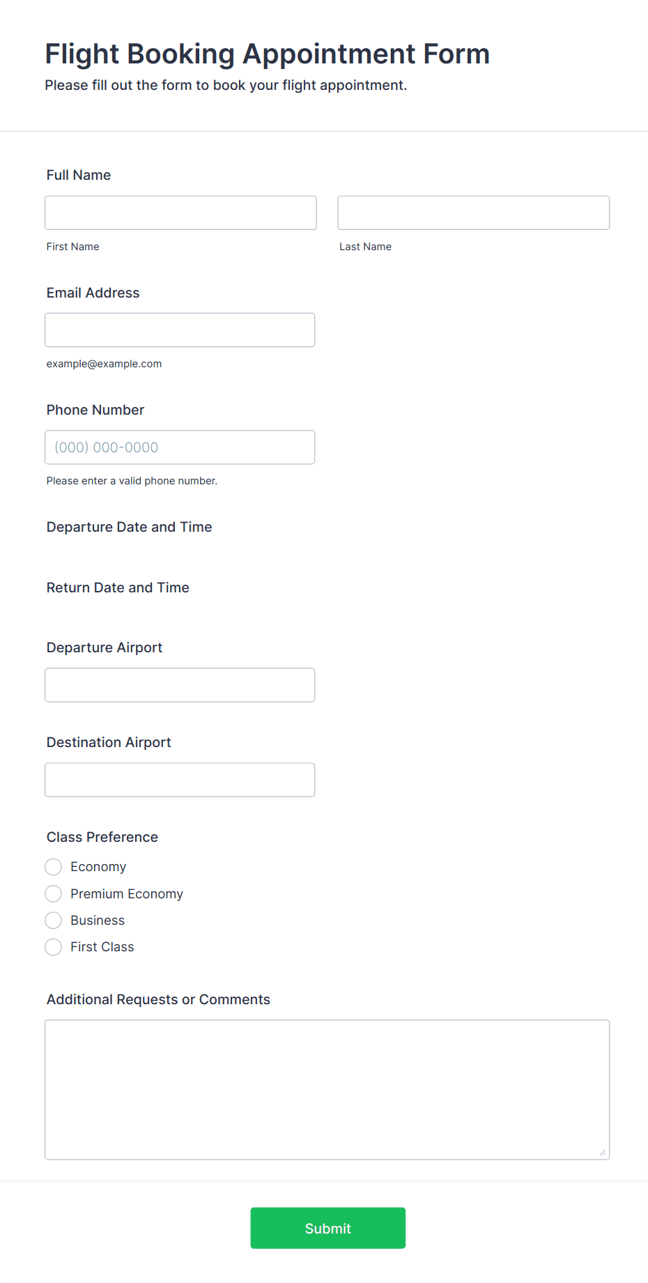 Flight Booking Appointment Form Template | Jotform