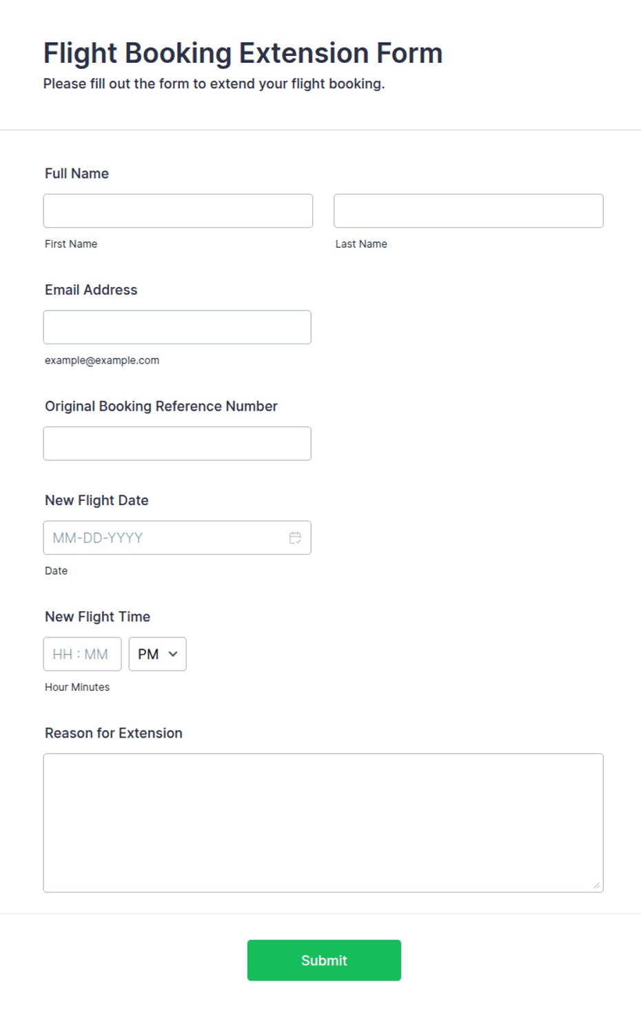Flight Booking Extension Form Template | Jotform
