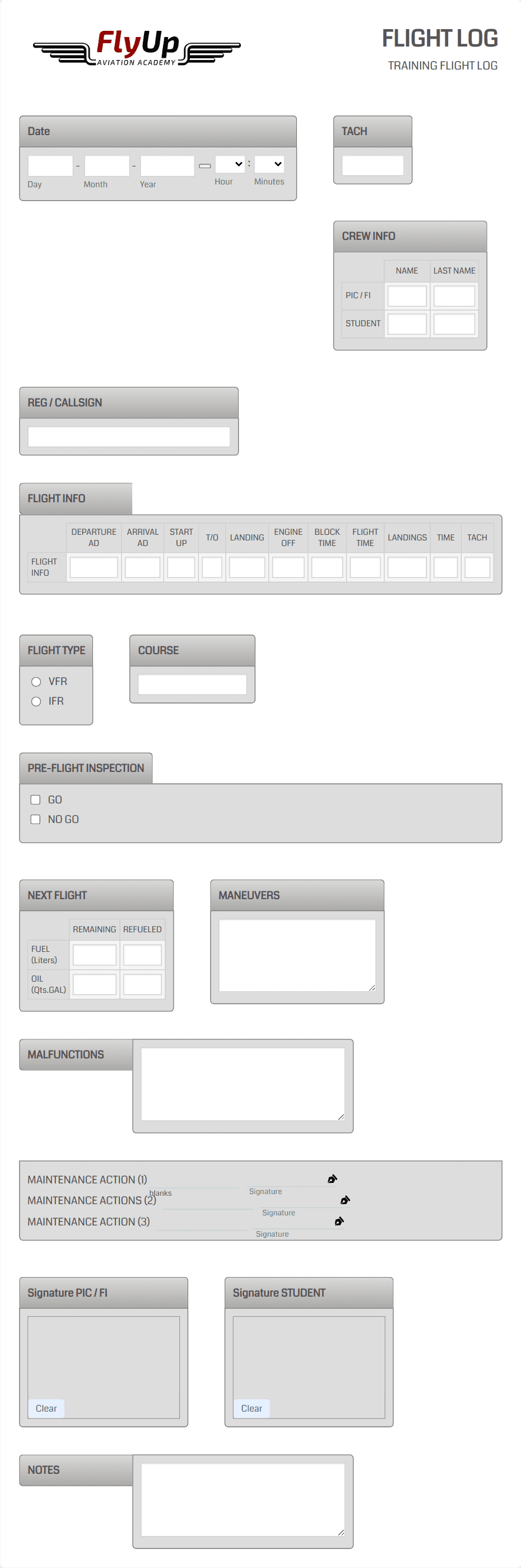 Flight Log Form Template | Jotform