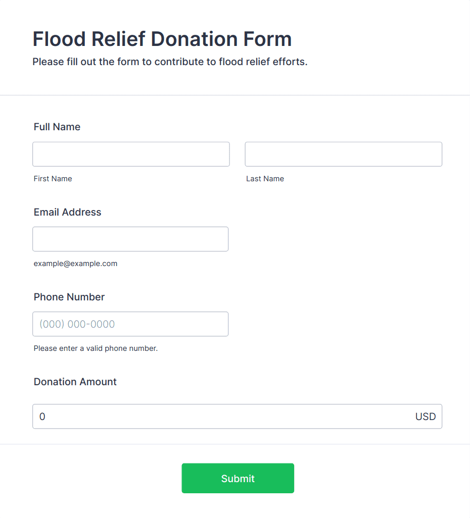 Flood Relief Donation Form Template | Jotform