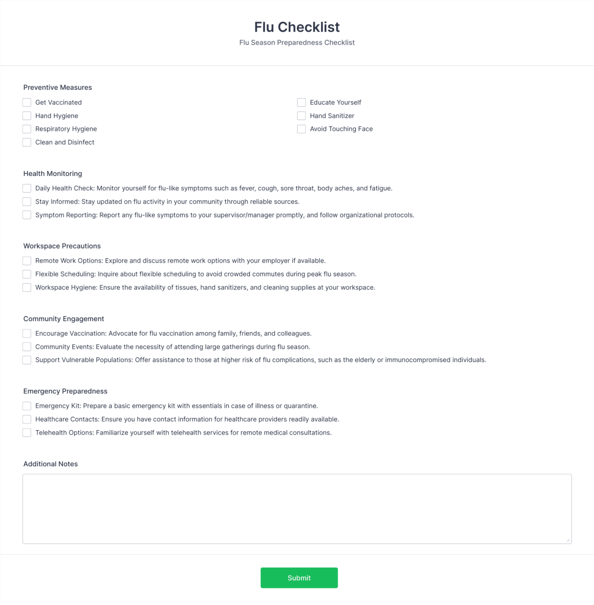 Flu Checklist Form Template | Jotform