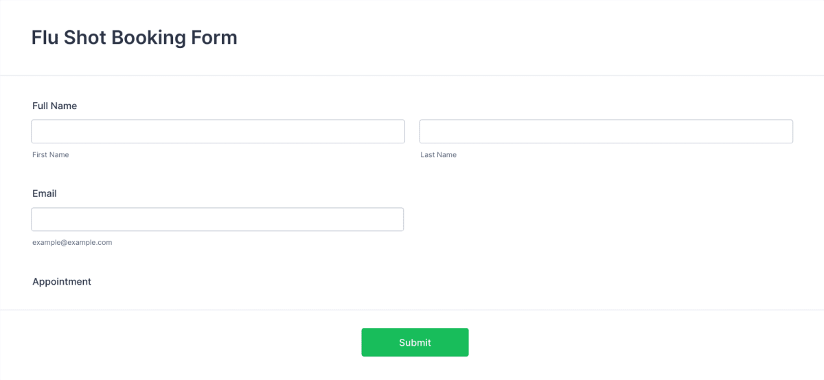 Flu Shot Booking Form Template | Jotform