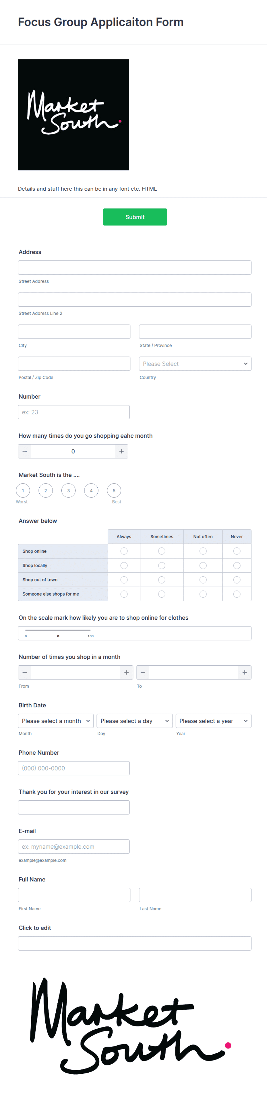 Focus Group Application Form Template | Jotform