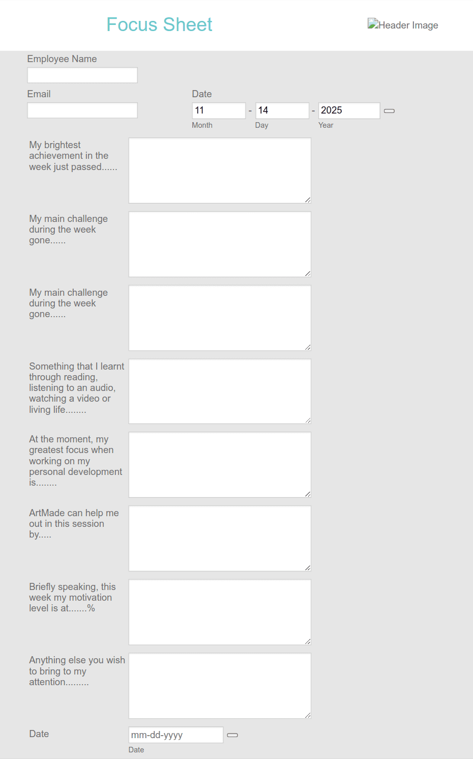 Focus Sheet Form Template | Jotform