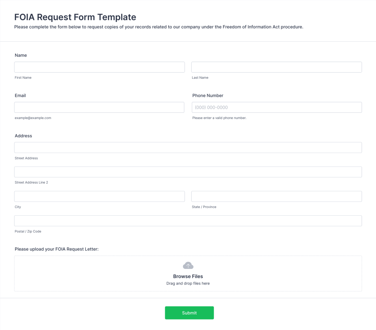 FOIA Request Form Template | Jotform