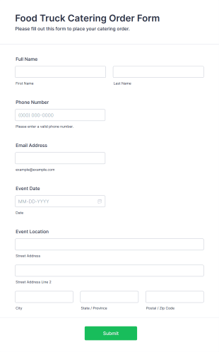 Catering Order Form Template | Jotform