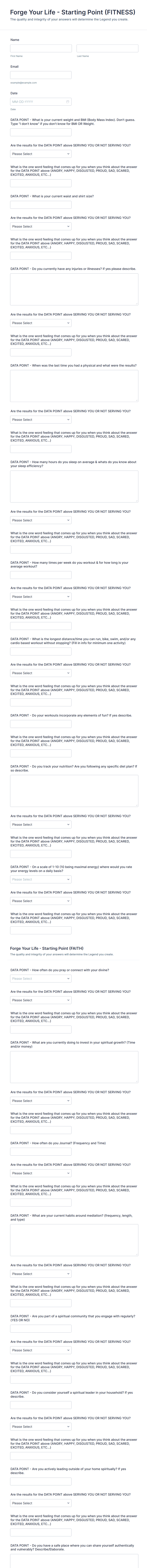 Forge Your Life - Starting Point Form Template | Jotform