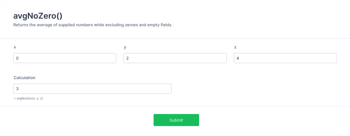 Form Calculation: Math Function Reference - avgNoZero() Form Template ...