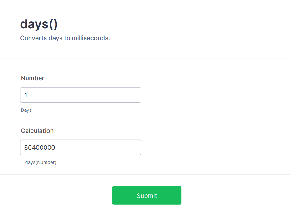 Form Calculation: Math Function Reference - days() Form Template | Jotform