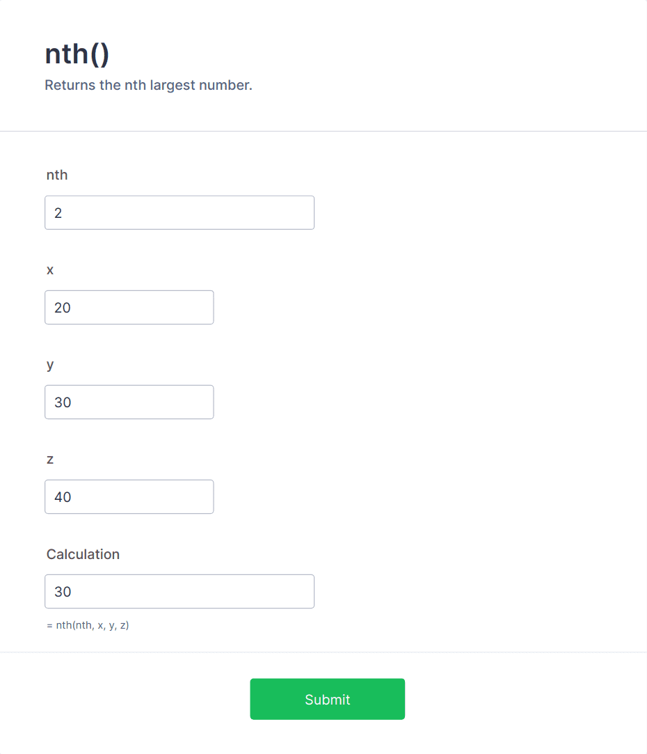 Form Calculation: Math Function Reference - nth() Form Template | Jotform