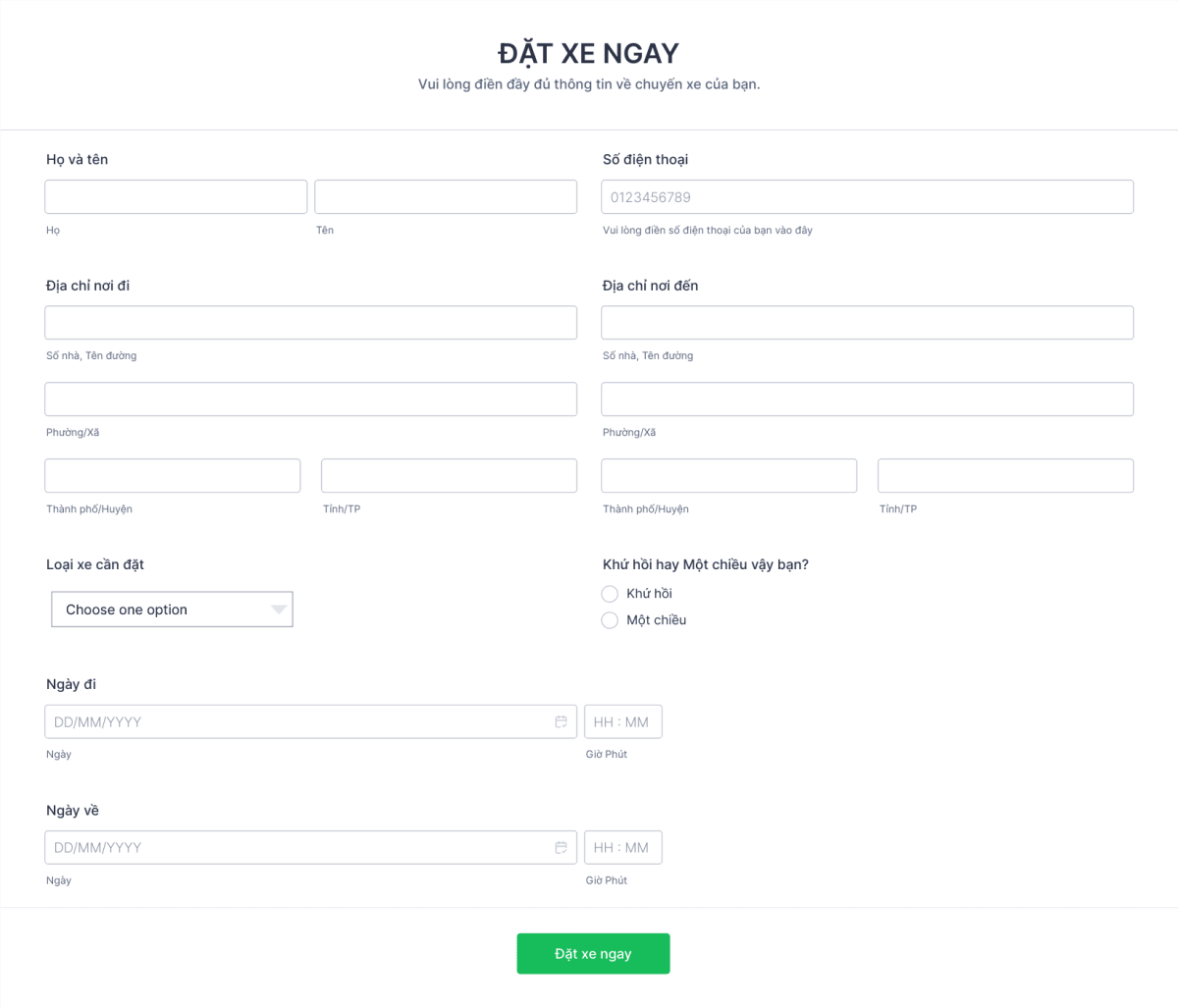Form đặt hàng xe dịch vụ Form Template | Jotform