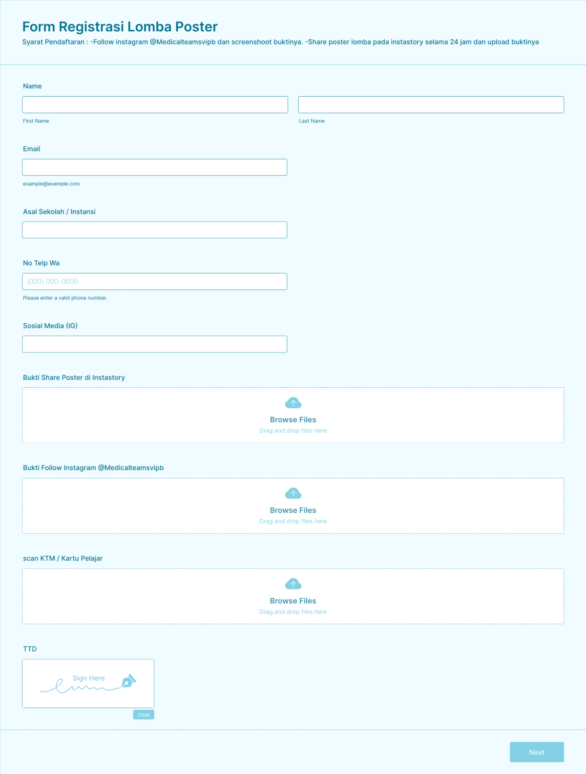 Form Registrasi Lomba Poster Template Formulir | Jotform