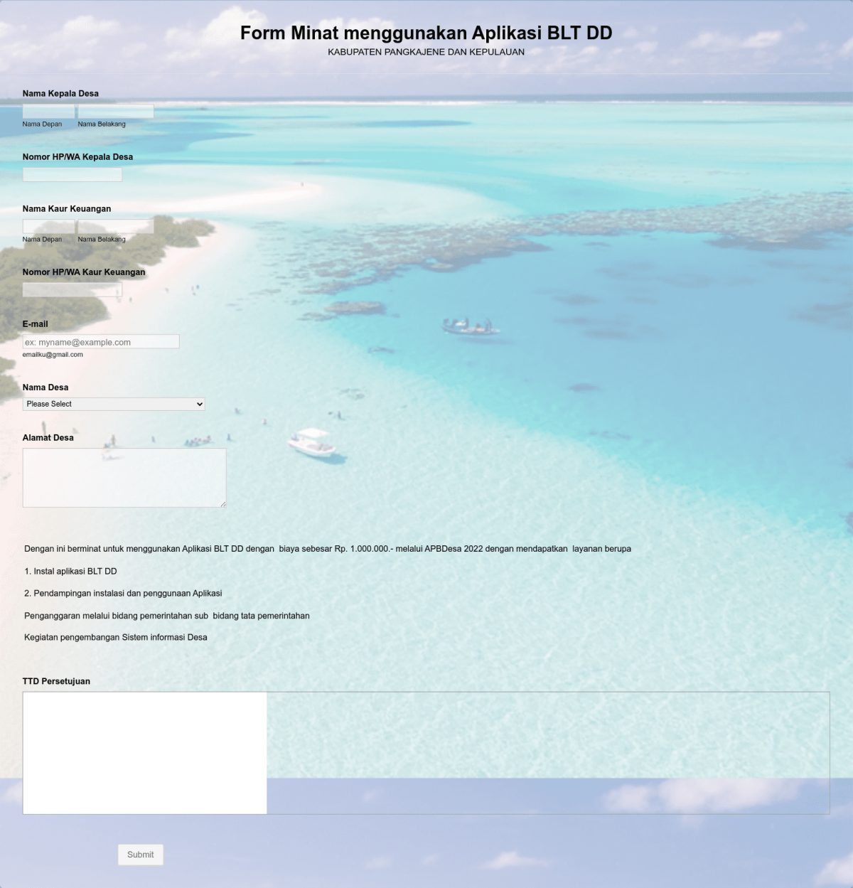 Form Minat menggunakan Aplikasi BLT DD Template Formulir | Jotform