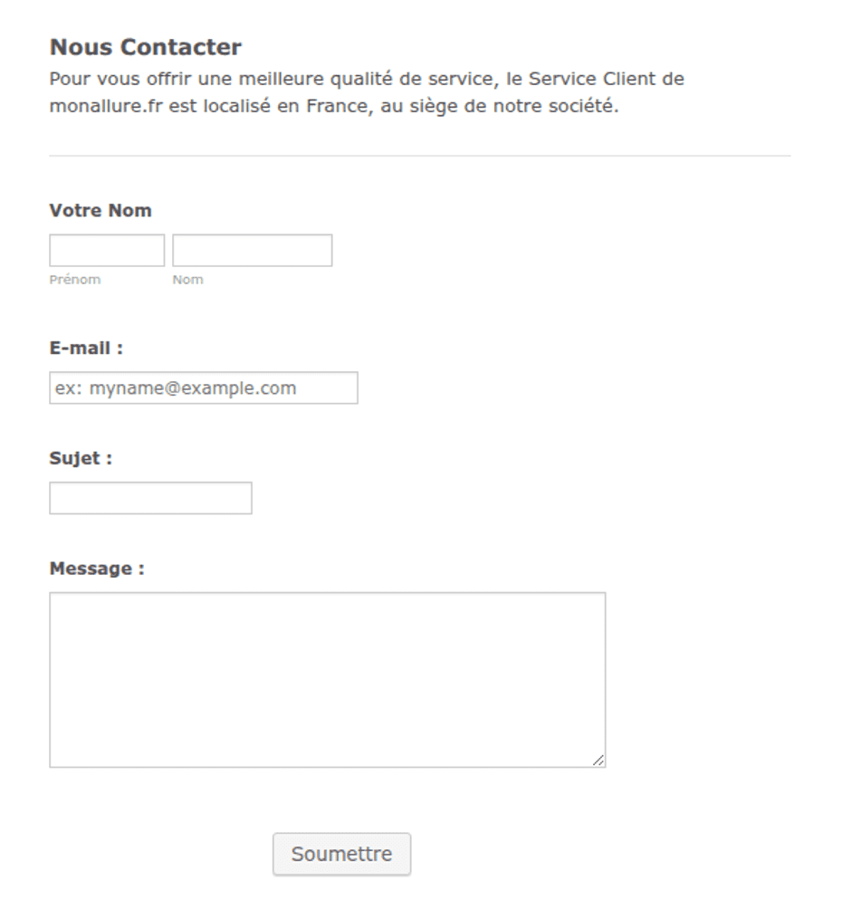Formulaire de contact en français Modèle du formulaire | Jotform