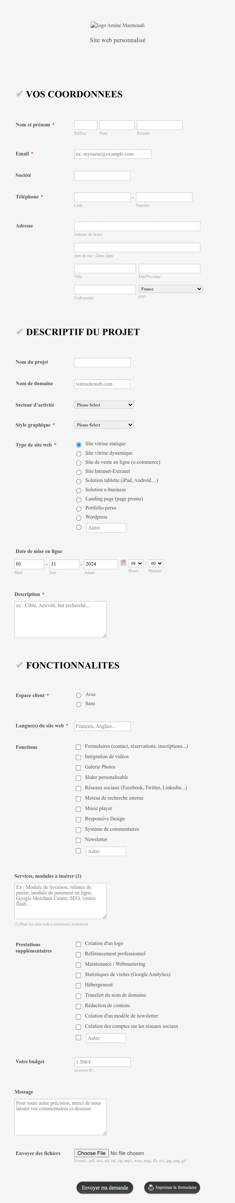 Formulaire de devis conception web Modèle du formulaire | Jotform