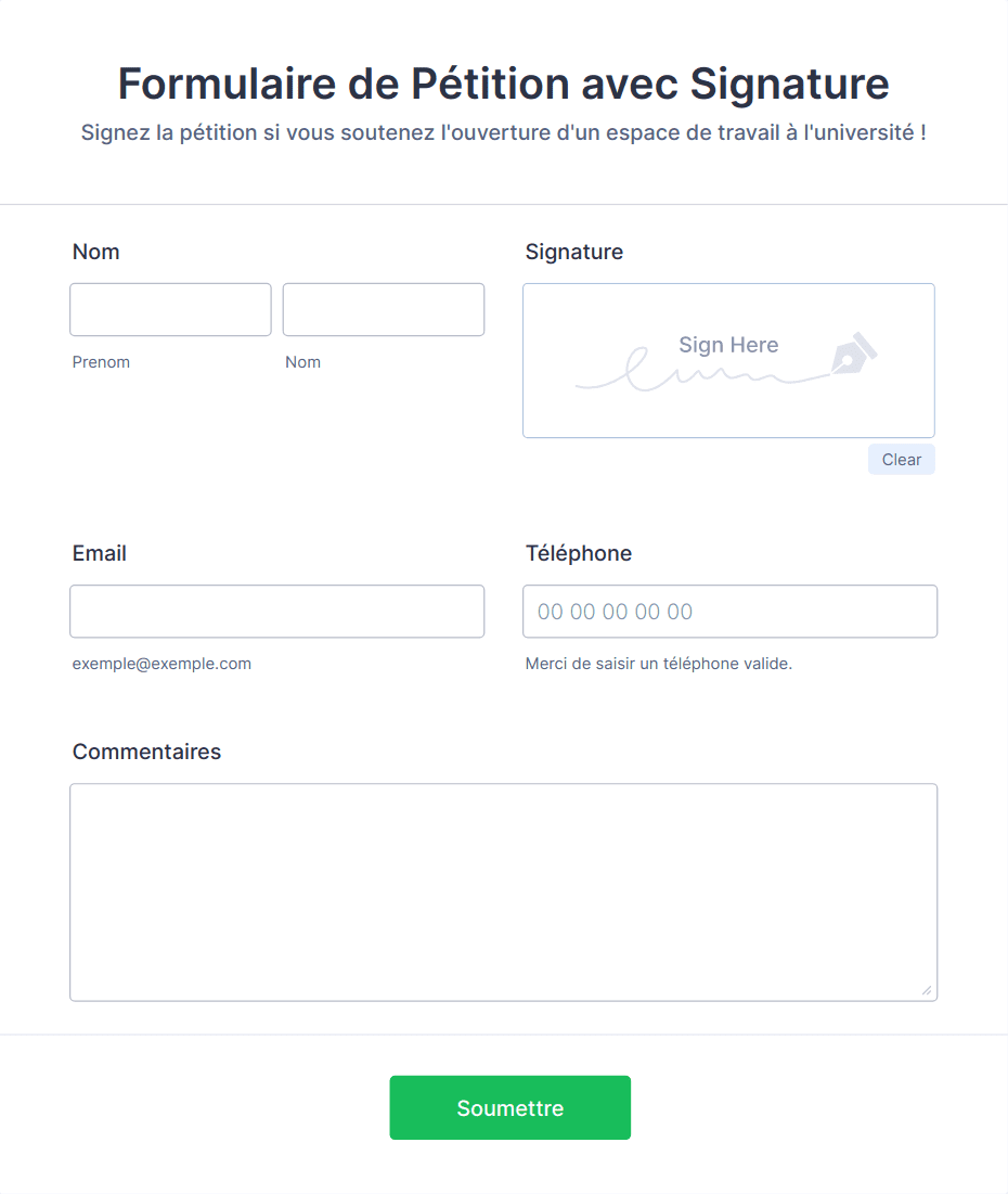 Formulaire de signature de pétition en ligne Modèle du formulaire | Jotform
