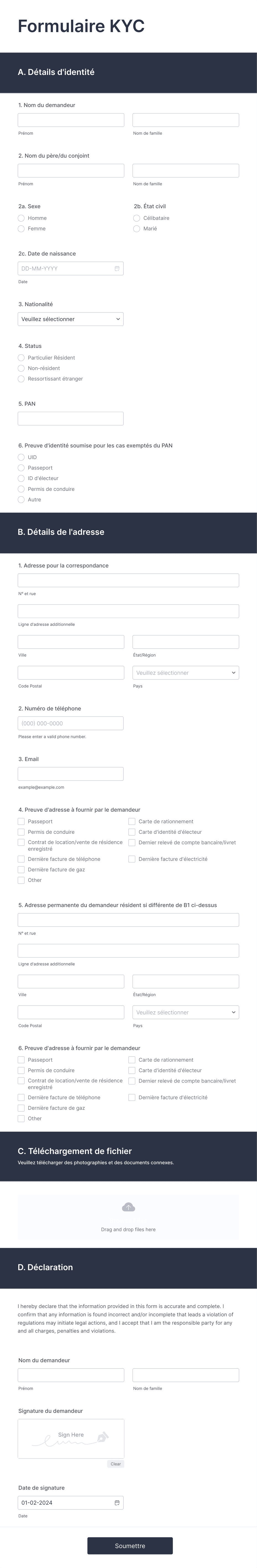 Formulaire KYC Modèle du formulaire | Jotform