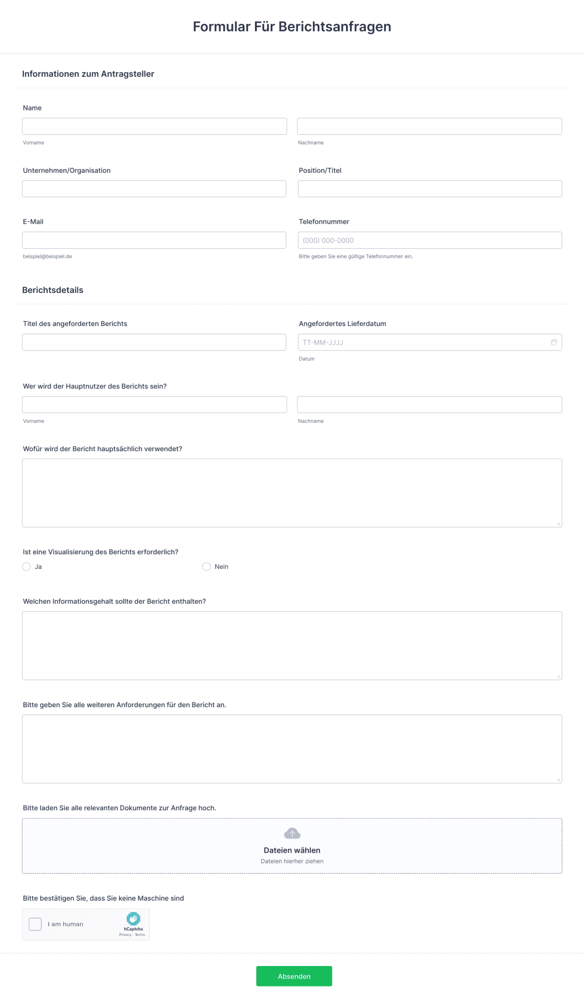 Formular Für Berichtsanfragen Formularvorlage | Jotform