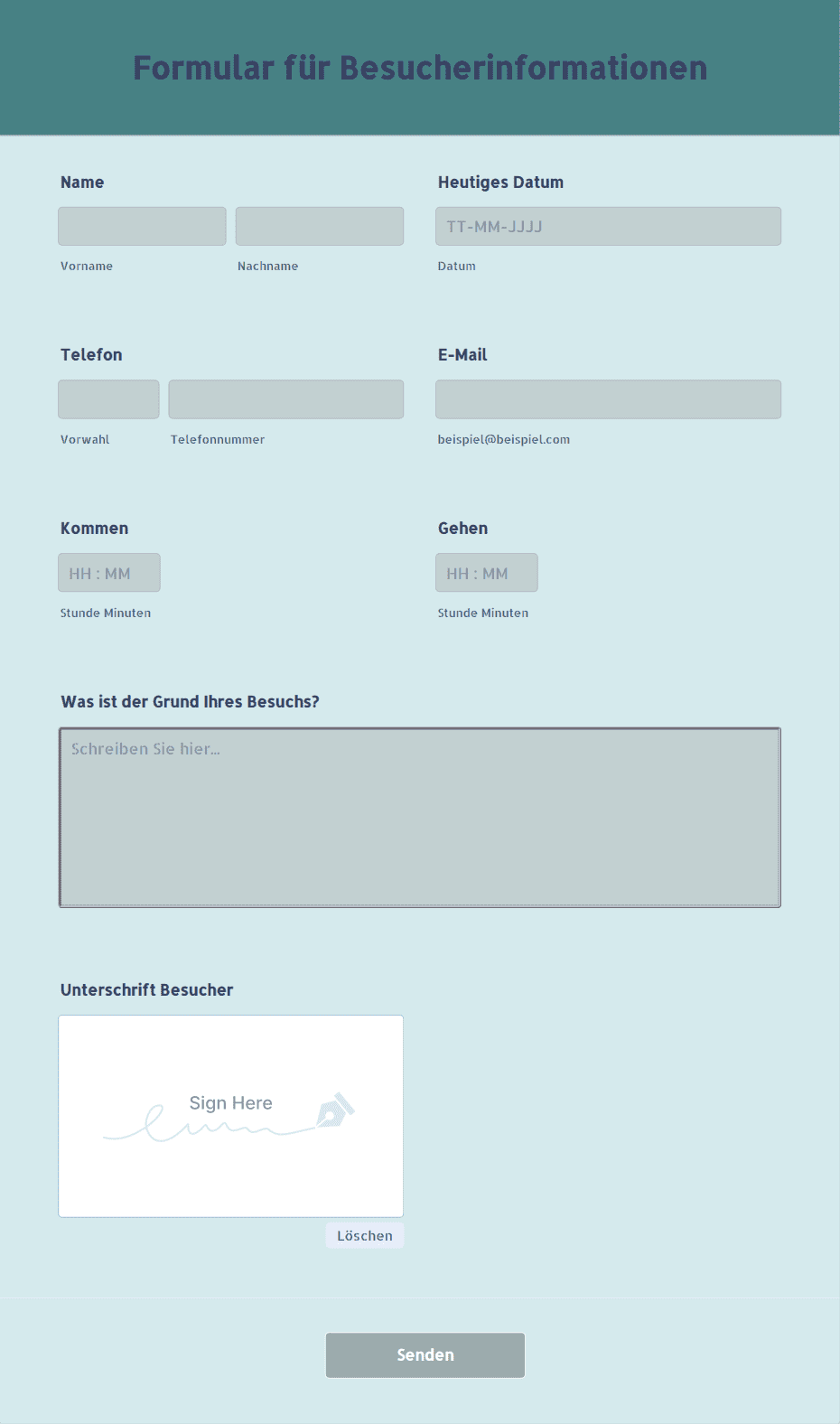Formular für Besucherinformationen Formularvorlage | Jotform