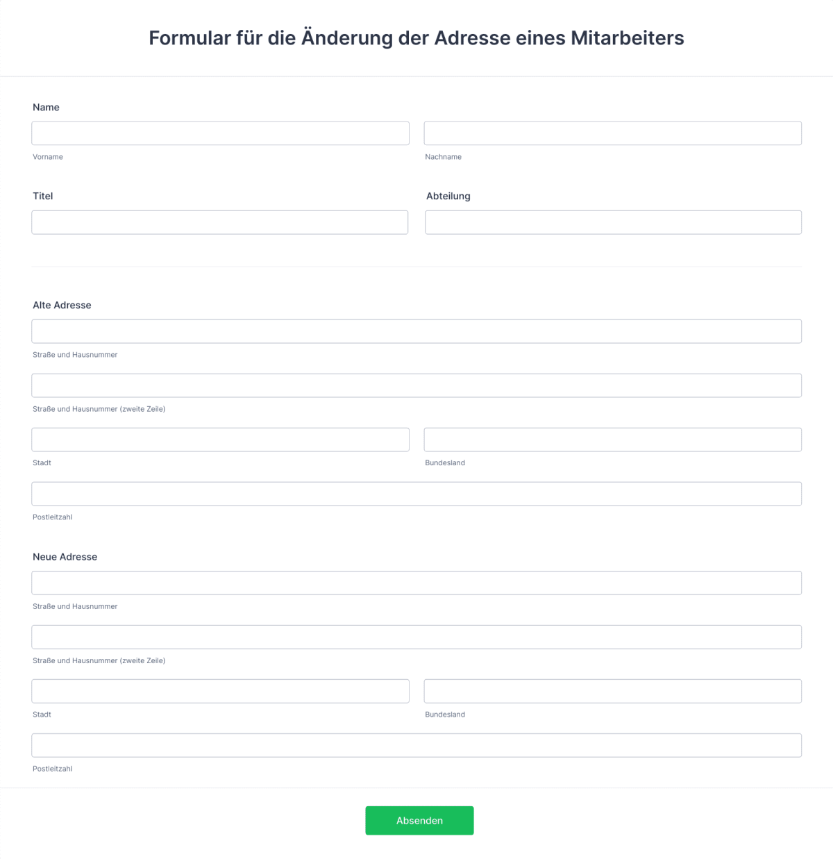 Formular für die Änderung der Adresse eines Mitarbe... Formularvorlage ... Formular für die Änderung der Adresse eines Mitarbe... Formularvorlage ...