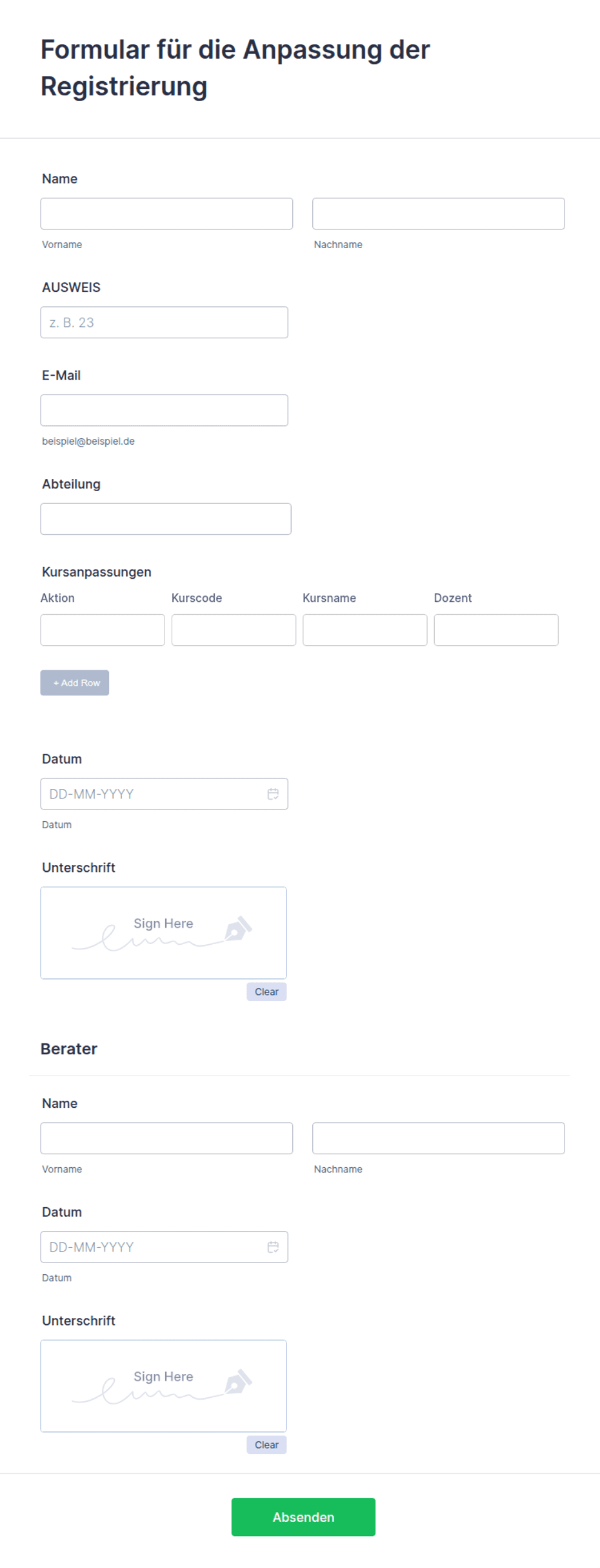 Formular für die Anpassung der Registrierung Formularvorlage | Jotform