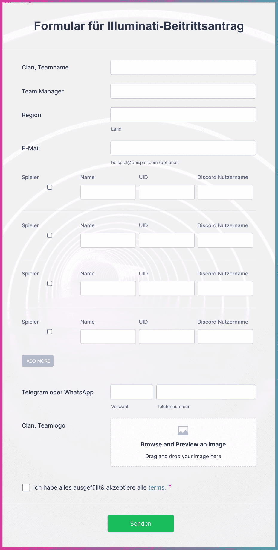 Formular für Illuminati-Beitrittsantrag Formularvorlage | Jotform