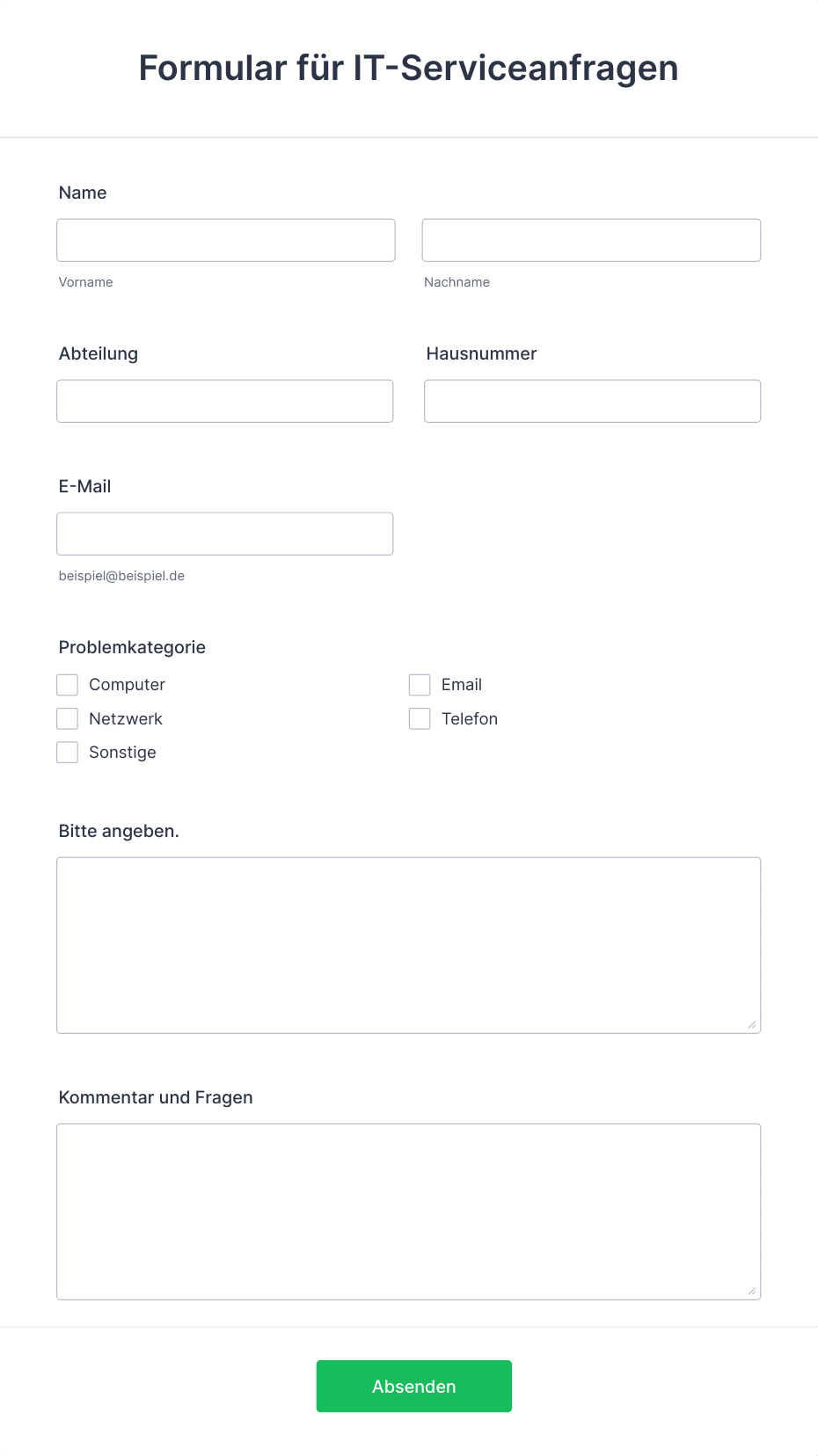Formular für IT-Serviceanfragen Formularvorlage | Jotform