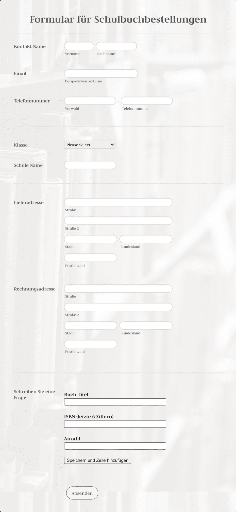 Formular für Schulbuchbestellungen Formularvorlage | Jotform