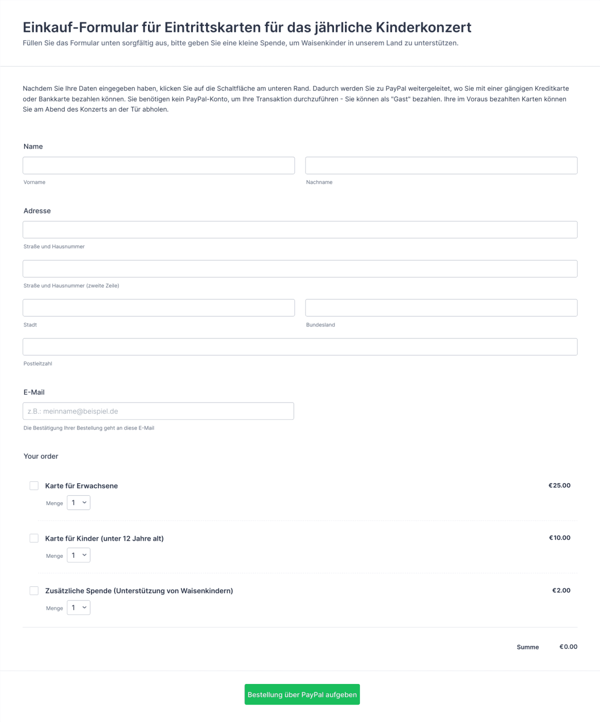 Formular zum Kauf von Tickets Formularvorlage | Jotform