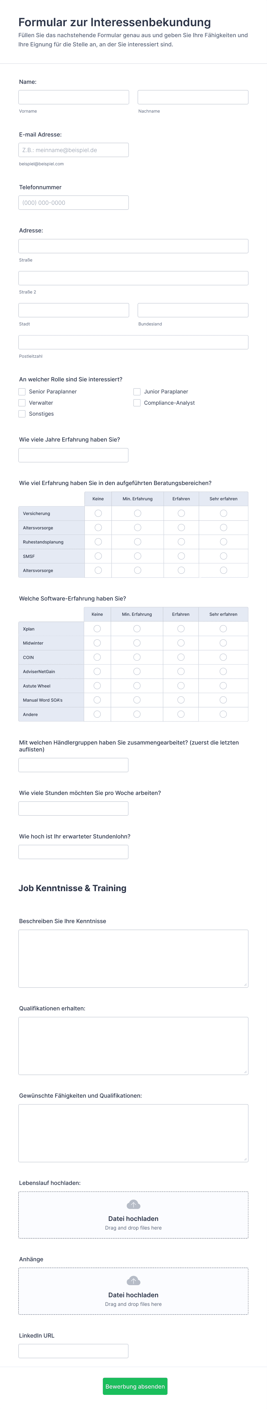 Formular zur Interessenbekundung Formularvorlage | Jotform