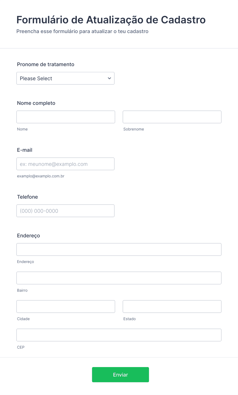 Formulário de Atualização de Cadastro Modelo de Formulário | Jotform